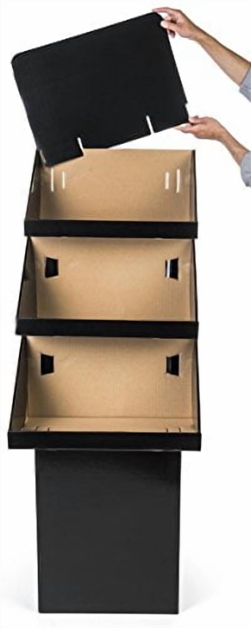 3-Tier Point-of-Purchase Display Bin for Floor, Free-Standing, Black ...