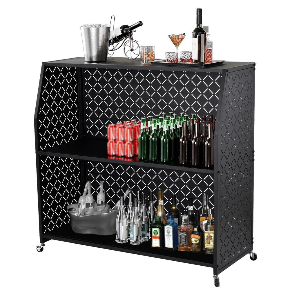 TOHU 3-Tier Portable Bar Table - 44 Inch Modern Pub Table for ...