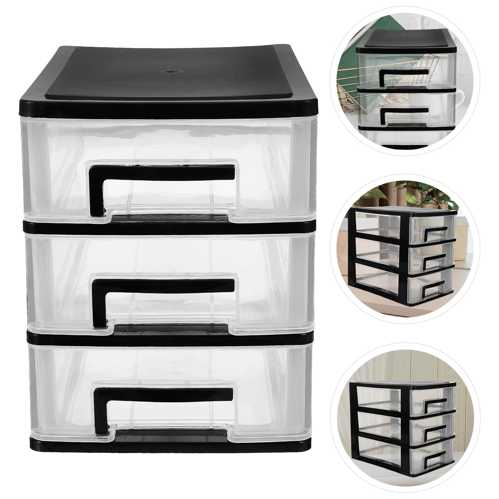 YEAHIBABY Three Layer Storage Drawers Storage Rack Black 1Pack ...