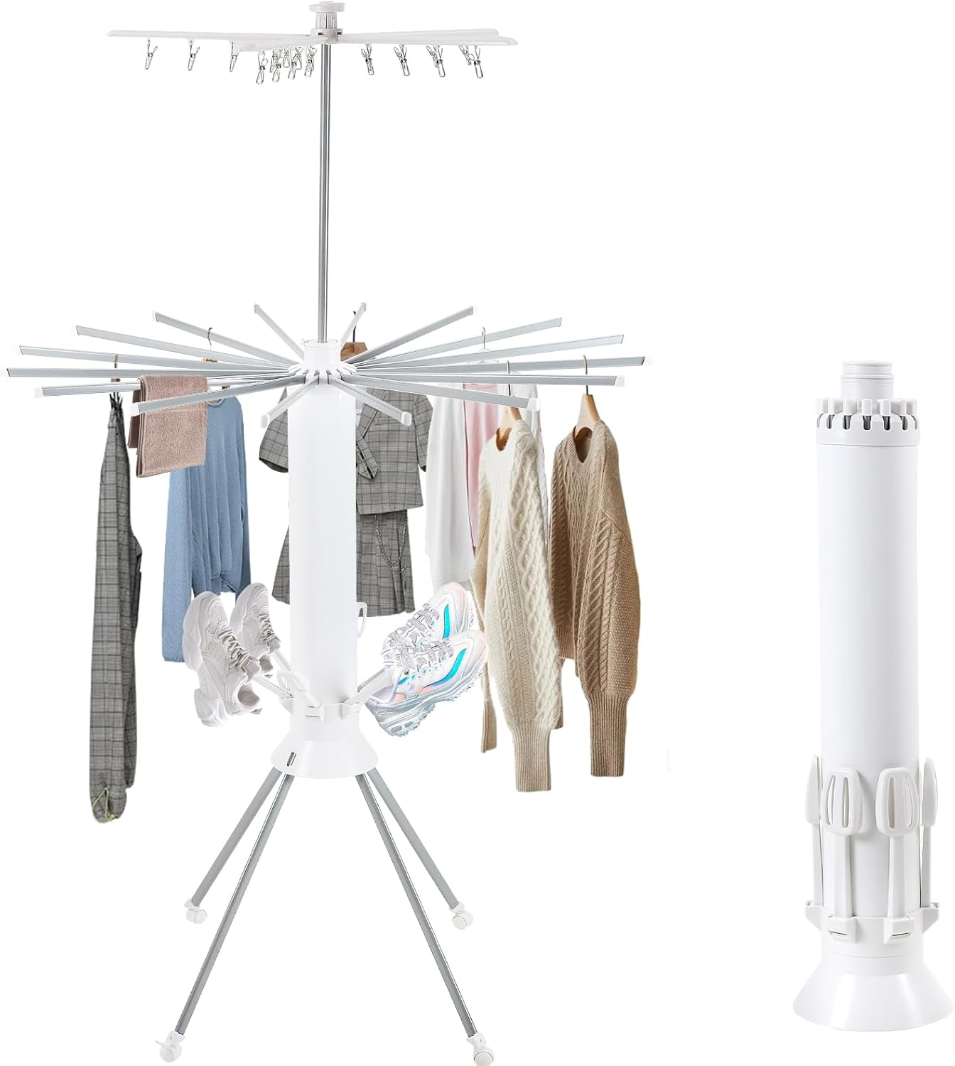 3 Tier Portable Collapsible 4-Legged Clothes Drying Rack,Foldable ...