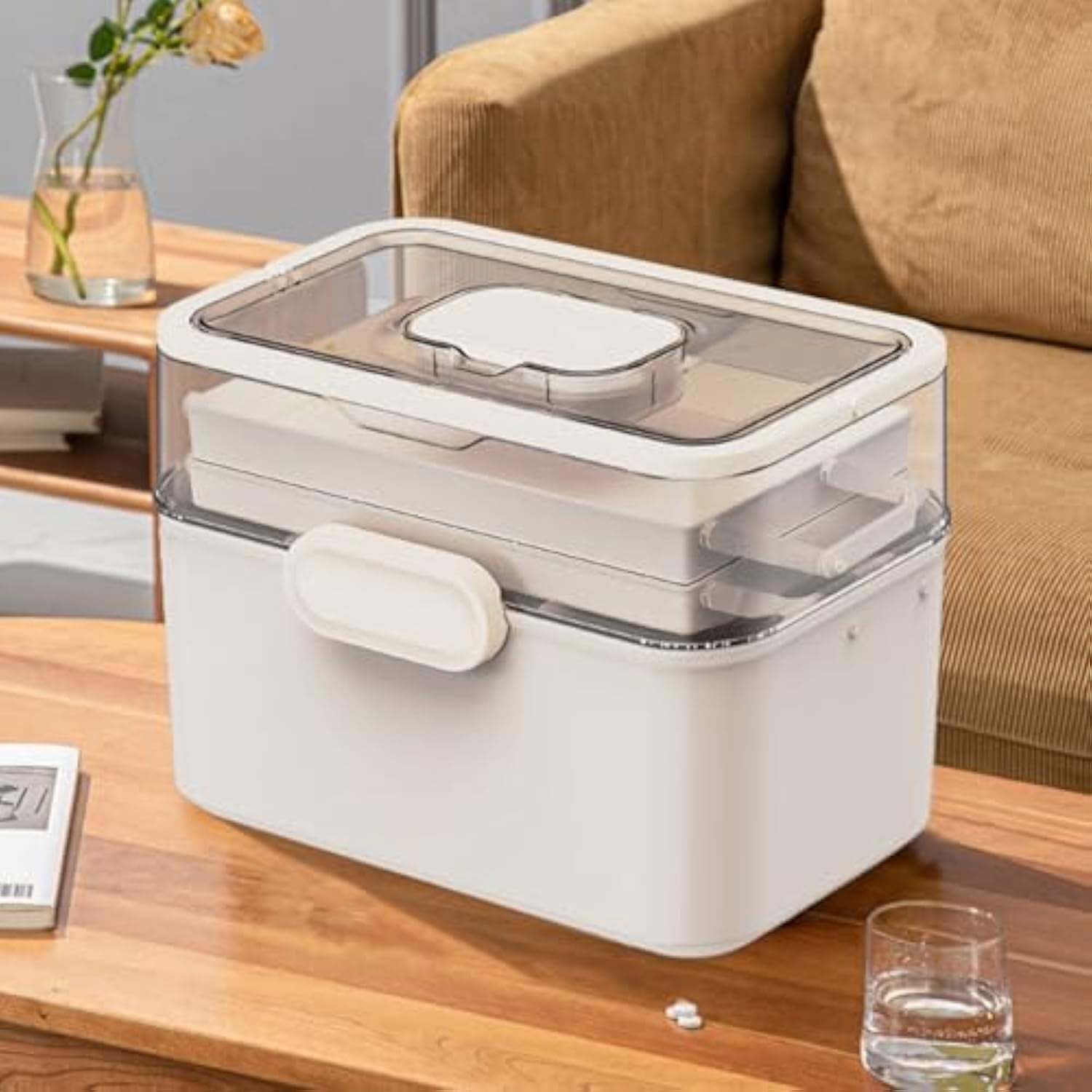 3-Tier Portable Medicine Storage Box, Medical Organizer with Removable ...