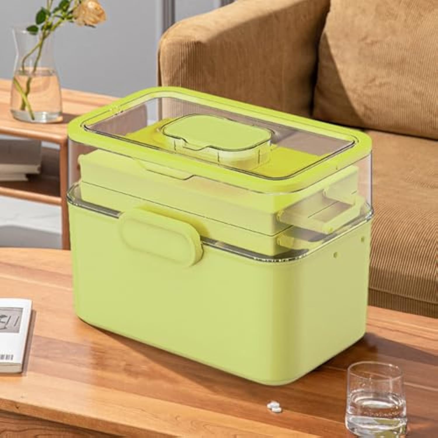 3-Tier Portable Medicine Storage Box, Medical Organizer with Removable ...
