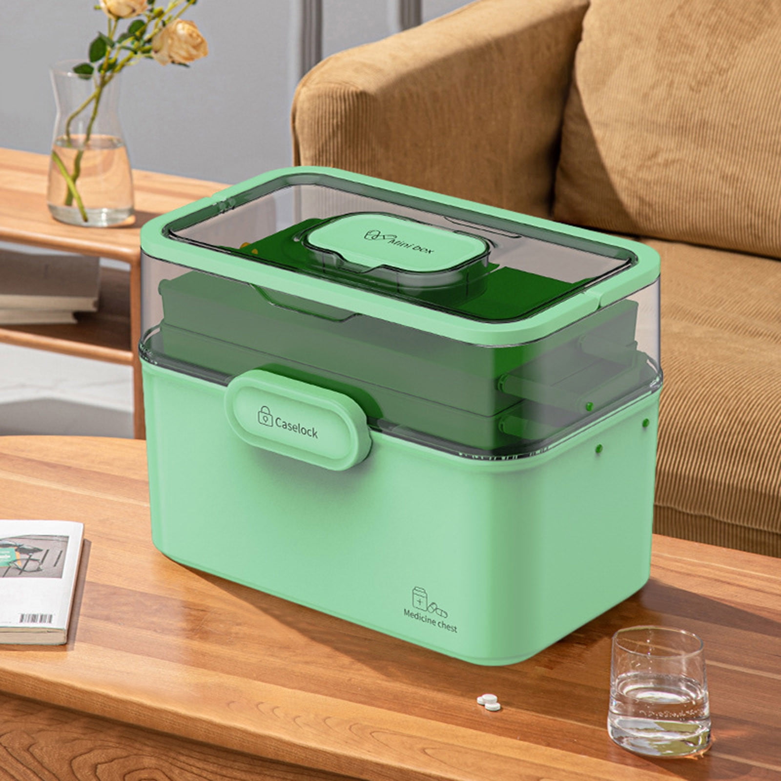 3-Tier Portable Medicine Storage Box, Medical Organizer With Removable ...