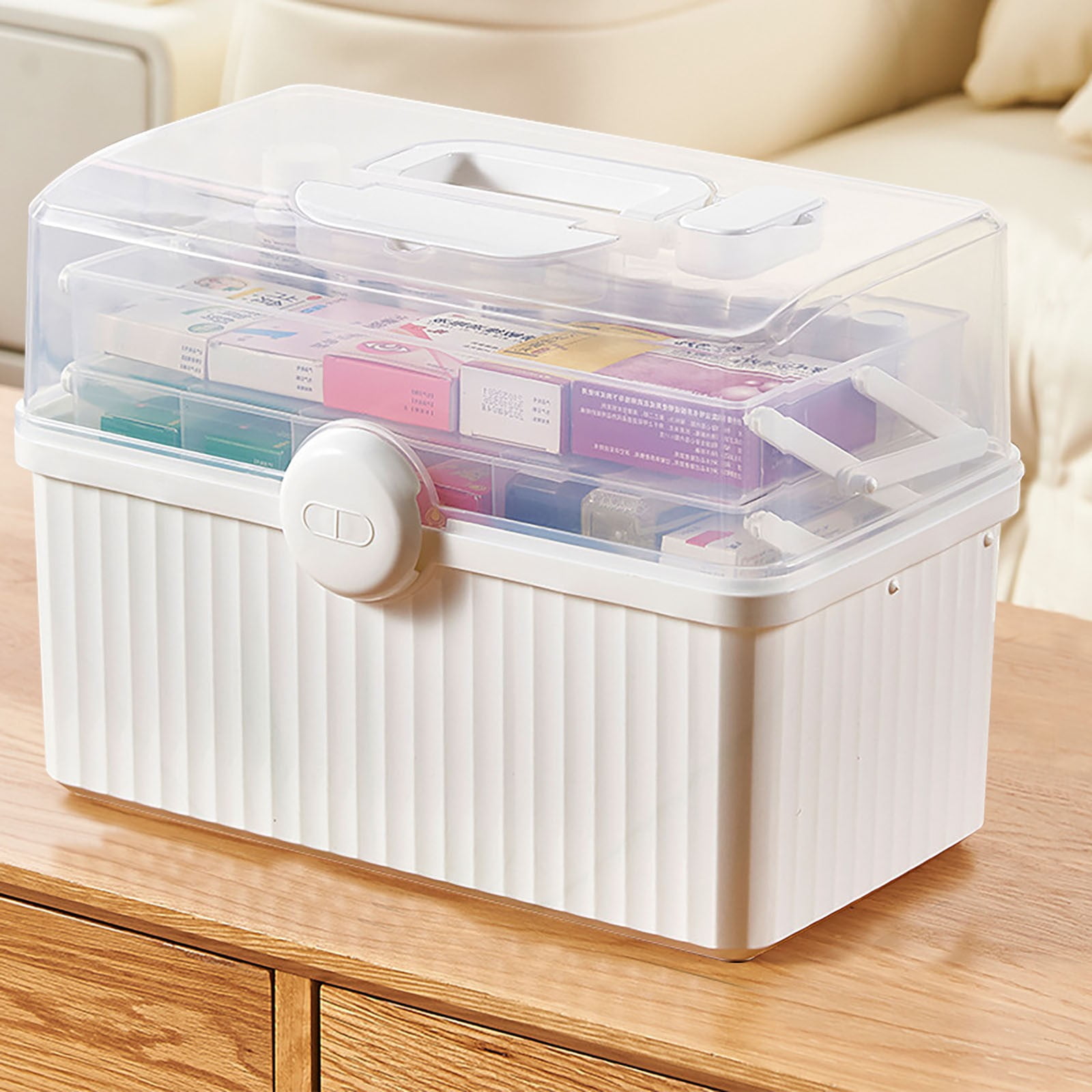 3-Tier Portable Medicine Storage Box, Medical Organizer With Removable ...