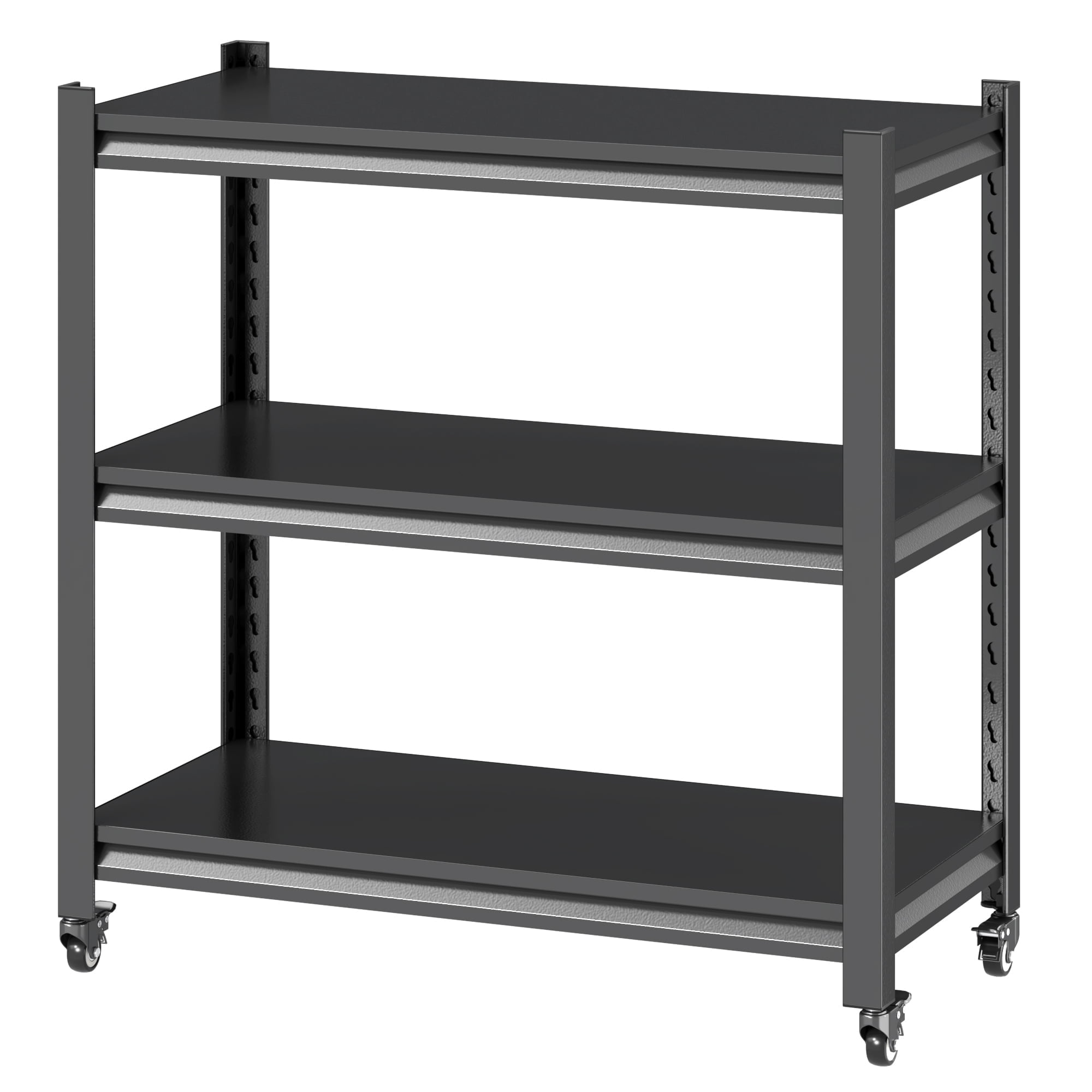 3-Tier Portable Metal Shelving Unit on wheels with storage, Heavy Duty ...