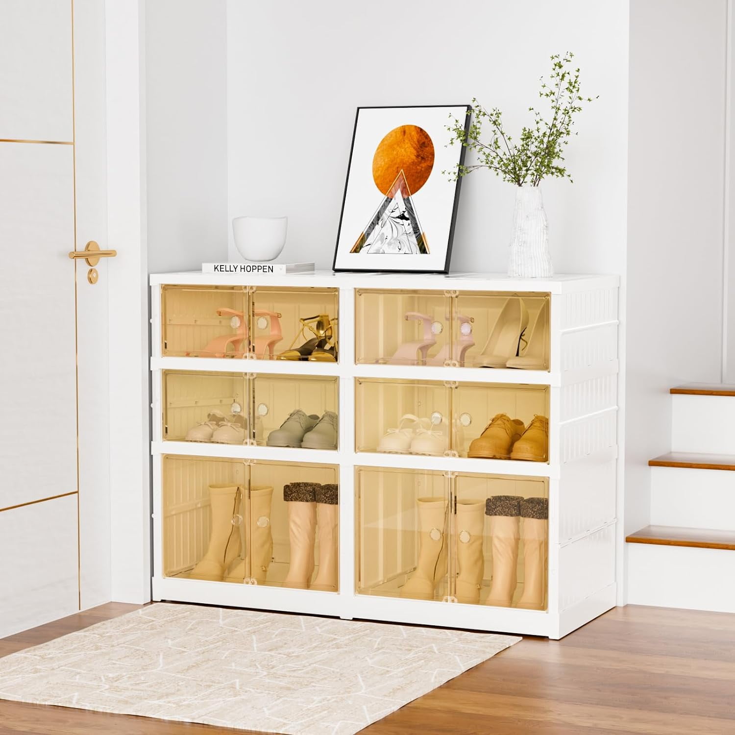 3-Tier Portable Shoe Rack Organizer for Closet, 12 Pairs Shoe Container ...