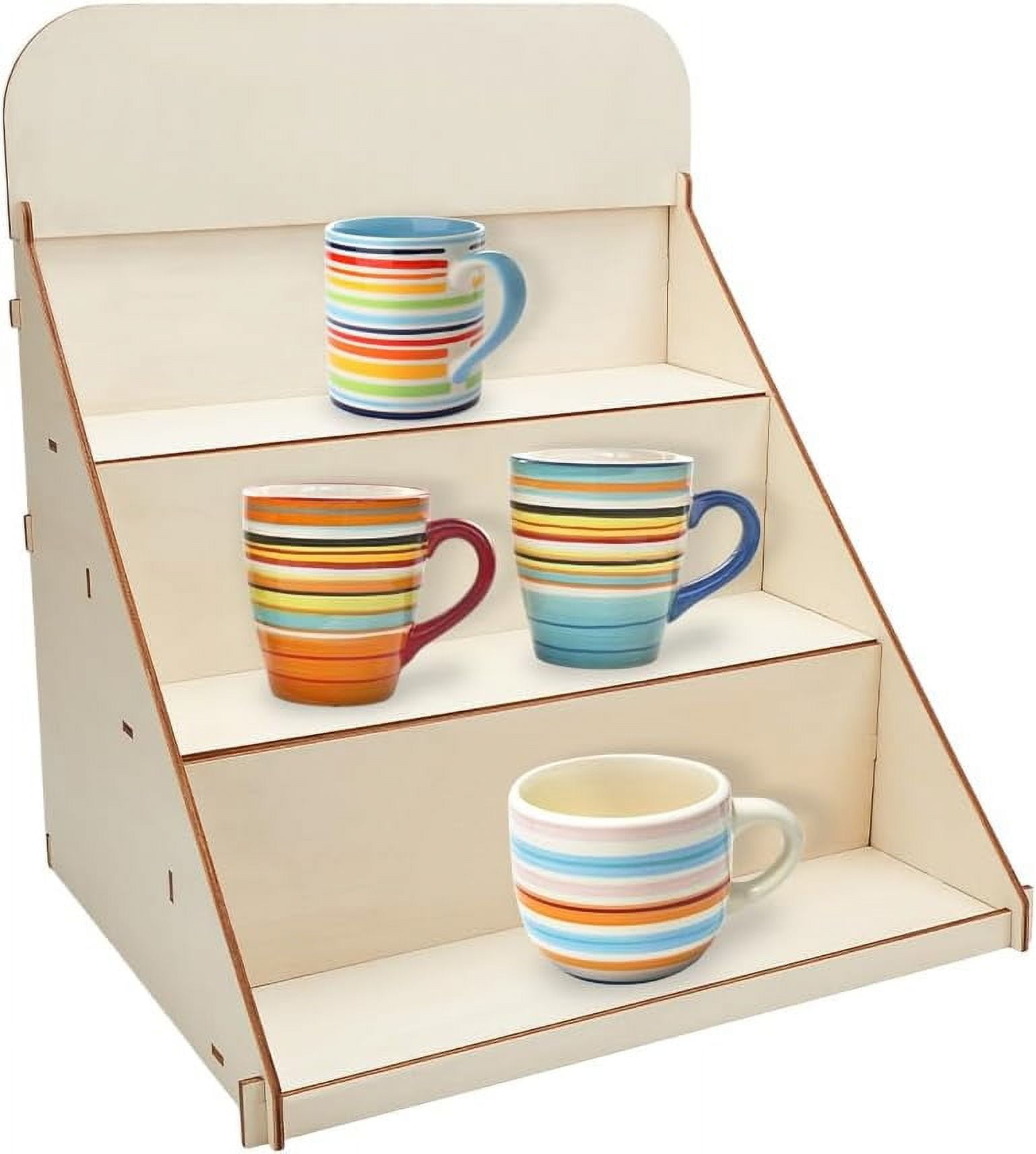 3 Tier Portable Wooden Display Stand Detachable Wooden Display Shelf ...