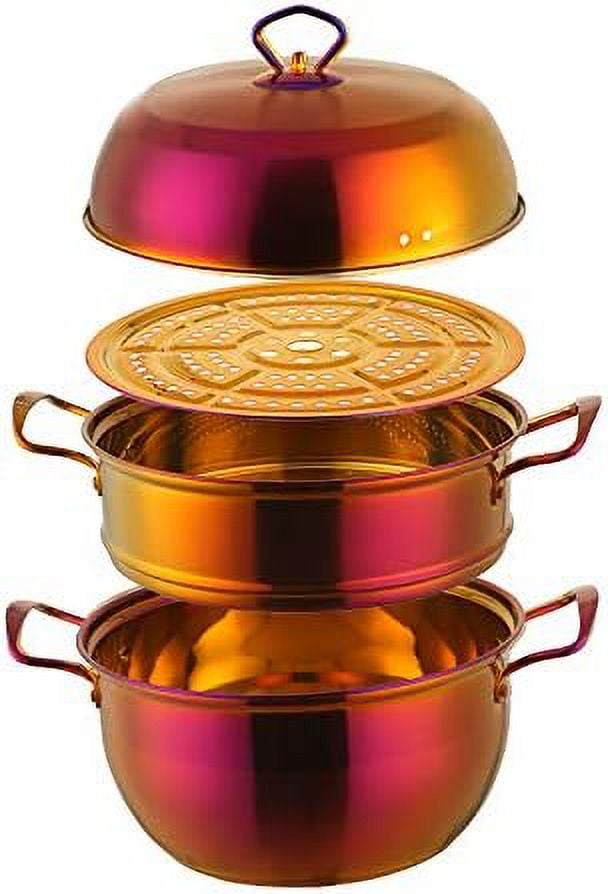 3 Tier Premium Heavy Duty Stainless Steel Steamer Set Includes 2 Tier Cooking Pot, 1 Steaming ...