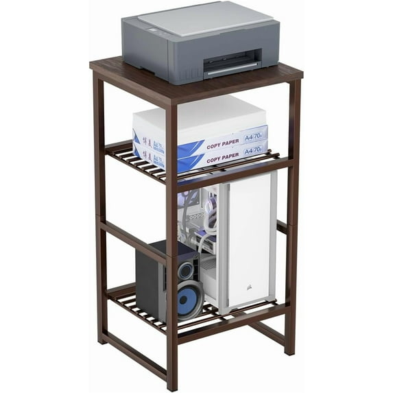 3 Tier Printer Desk Stand, Spacious Floor Mount, Metal, Industrial ...