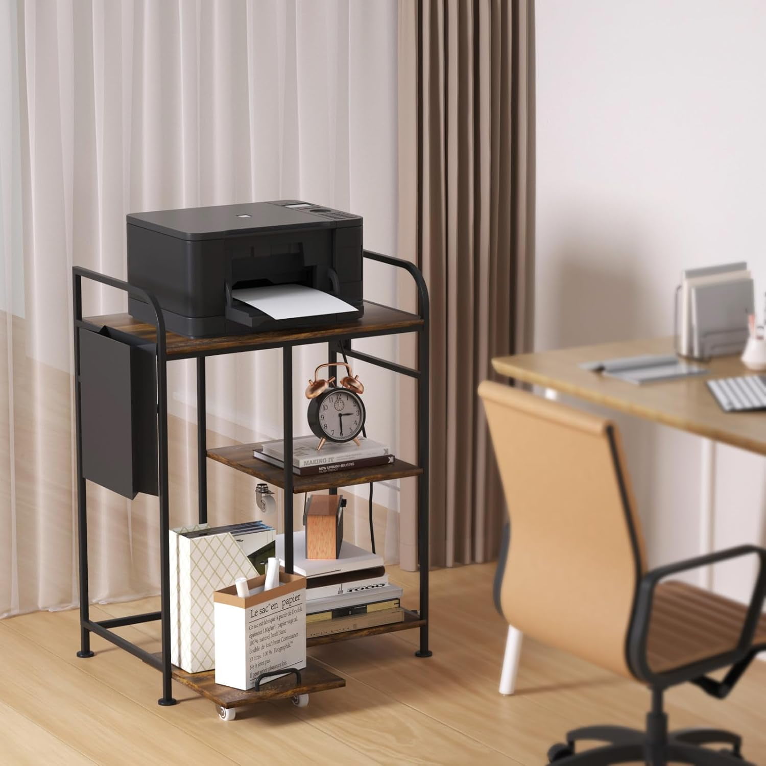 3-Tier Printer Stand - Adjustable Height, Sturdy Design, Space-Saving ...
