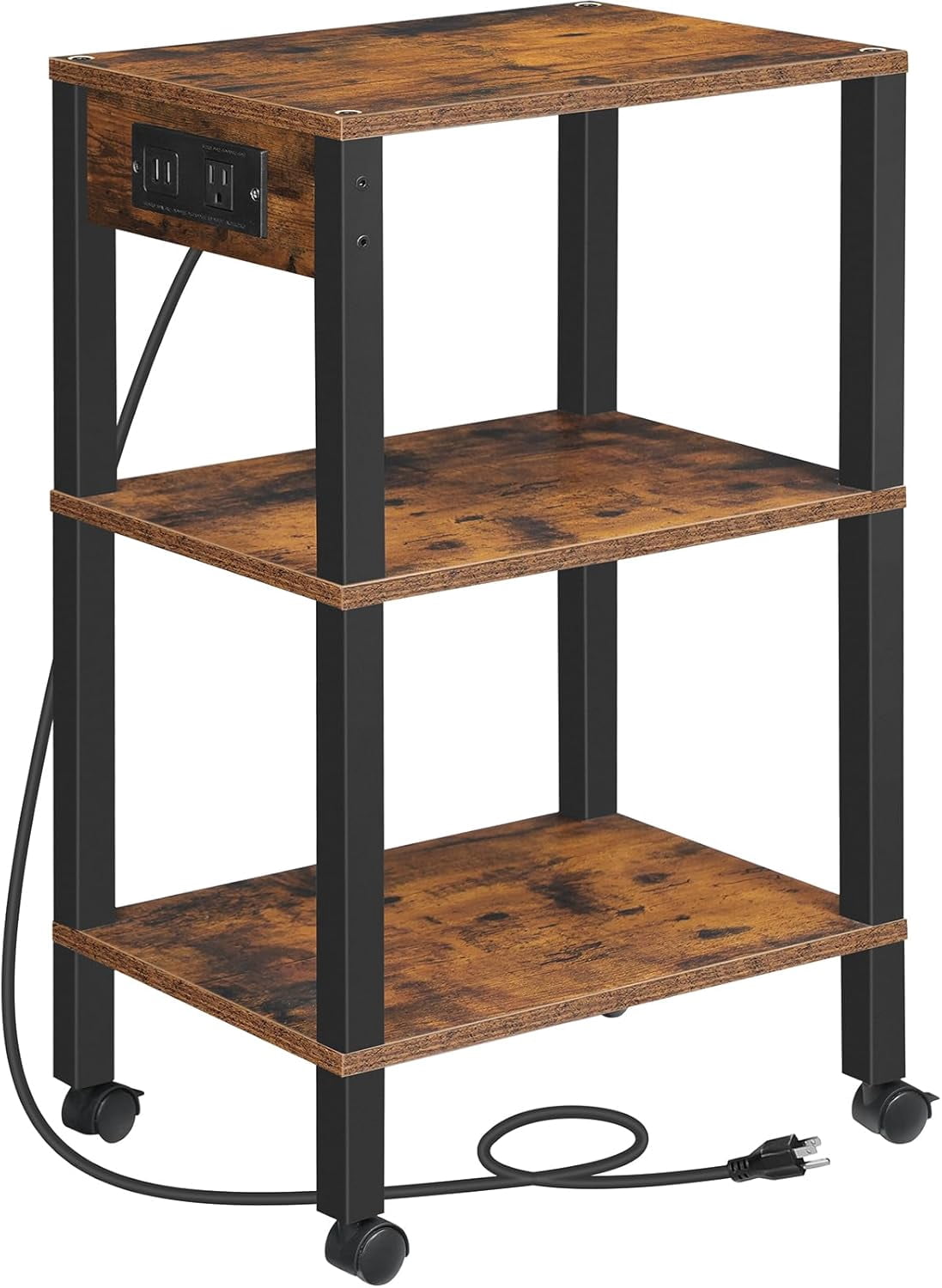 3-Tier Printer Stand with Charging Station, Under Desk Printer Table ...