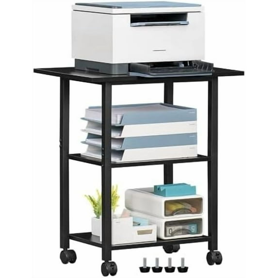 3-Tier Printer Stand, Industrial Mobile Printer Table with Storage ...
