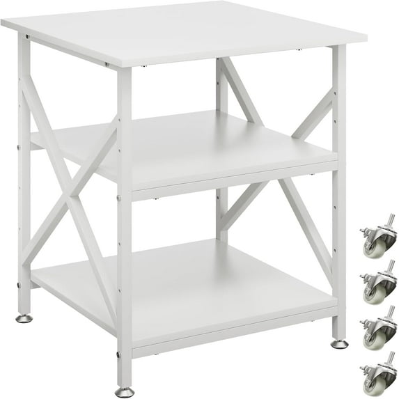 3 Tier Printer Stand, Large Table with Wheels, Rolling Cart with Height ...