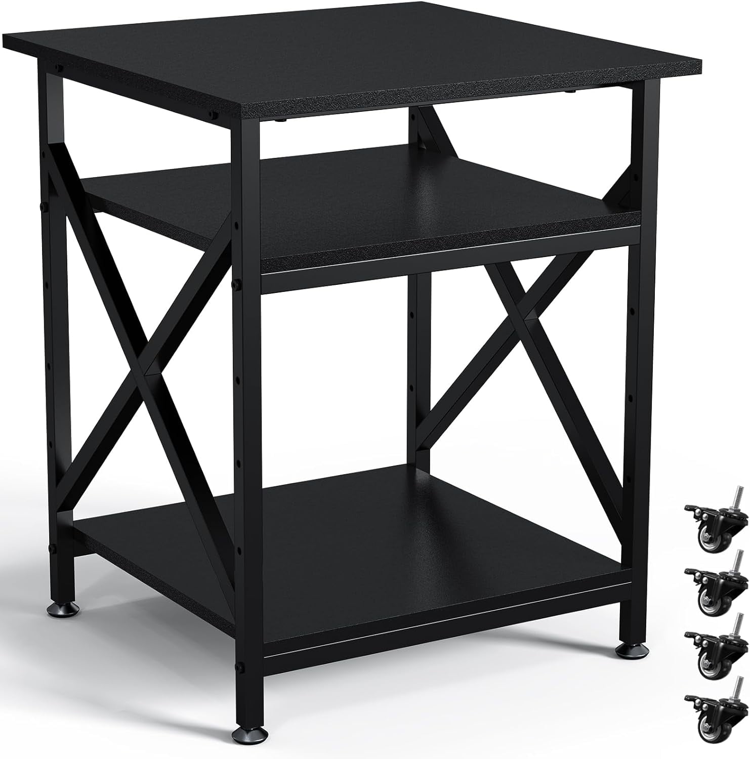 3 Tier Printer Stand, Large Table with Wheels, Rolling Cart with Height ...