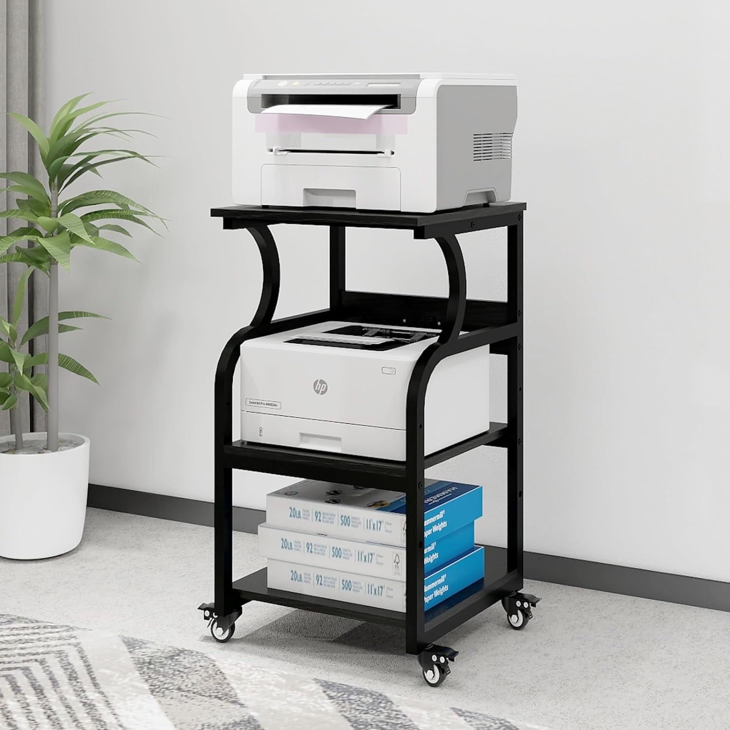 3 Tier Printer Stand,Printer Table with Adjustable Storage Shelf ...