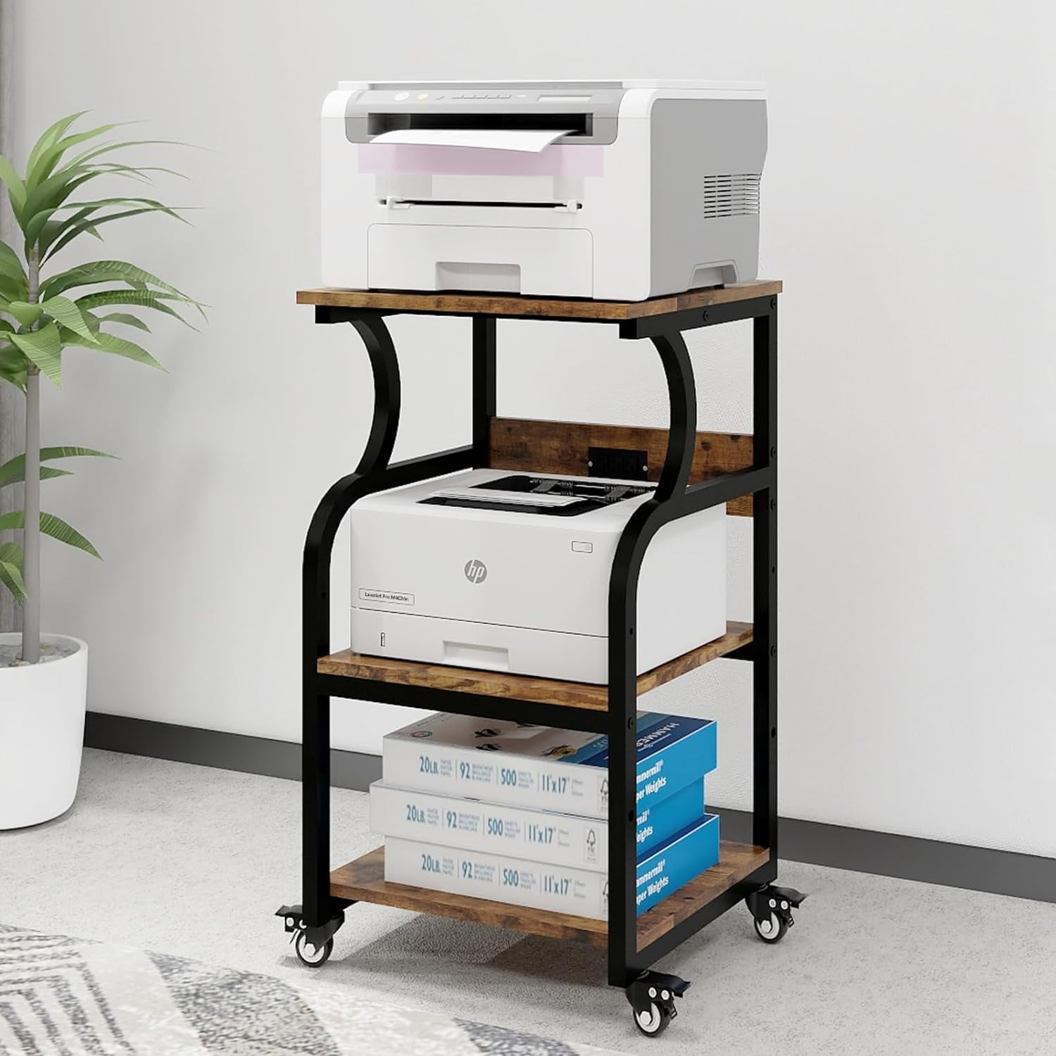 3 Tier Printer Stand,Printer Table with Adjustable Storage Shelf ...
