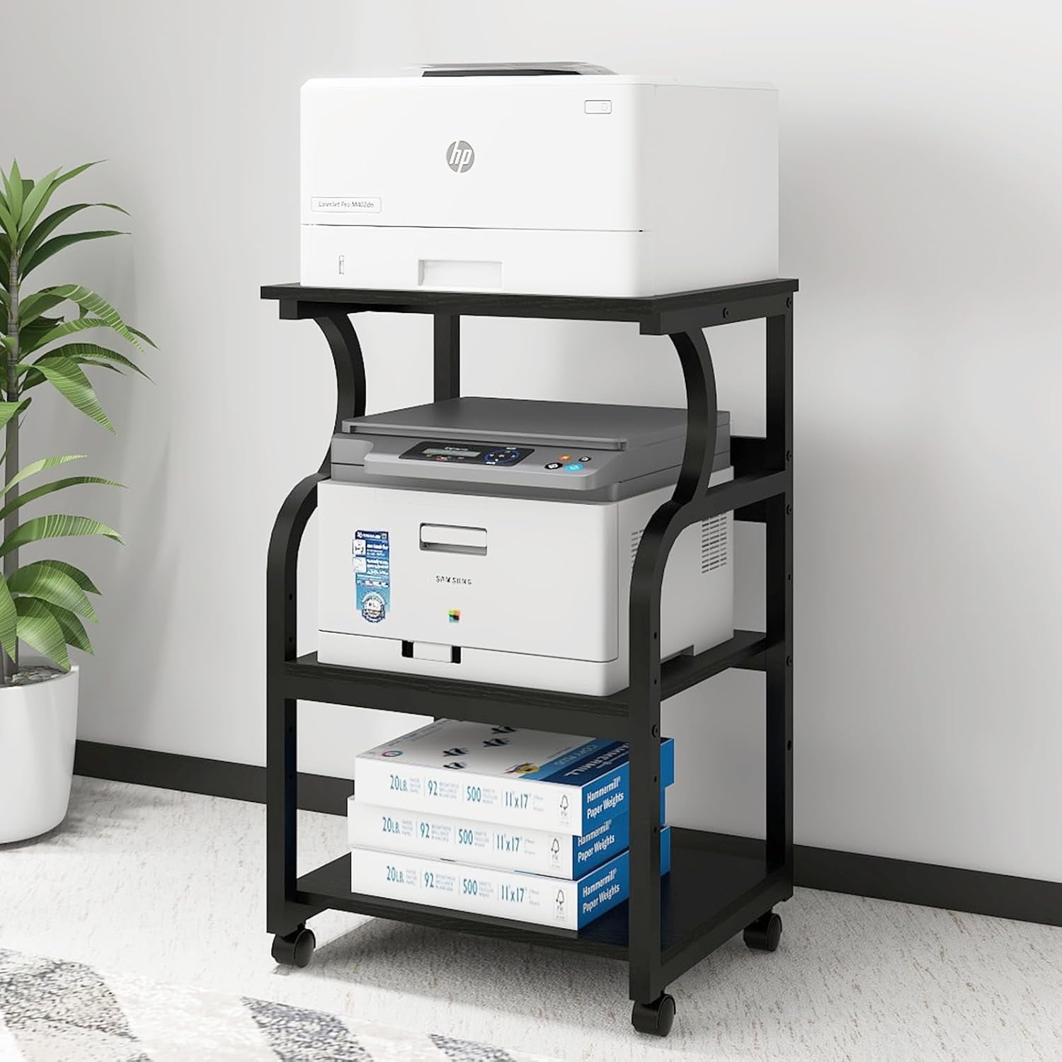 3 Tier Printer Stand,Printer Table with Adjustable Storage Shelf ...
