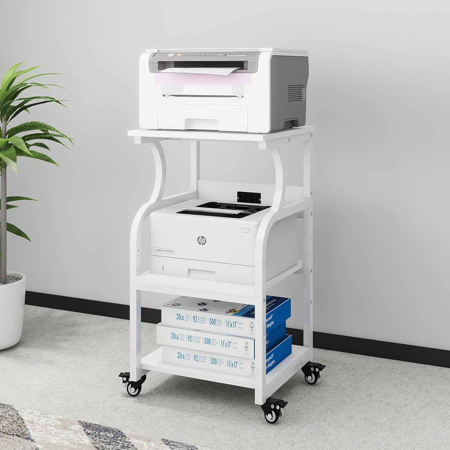 3 Tier Printer Stand,Printer Table with Adjustable Storage Shelf ...