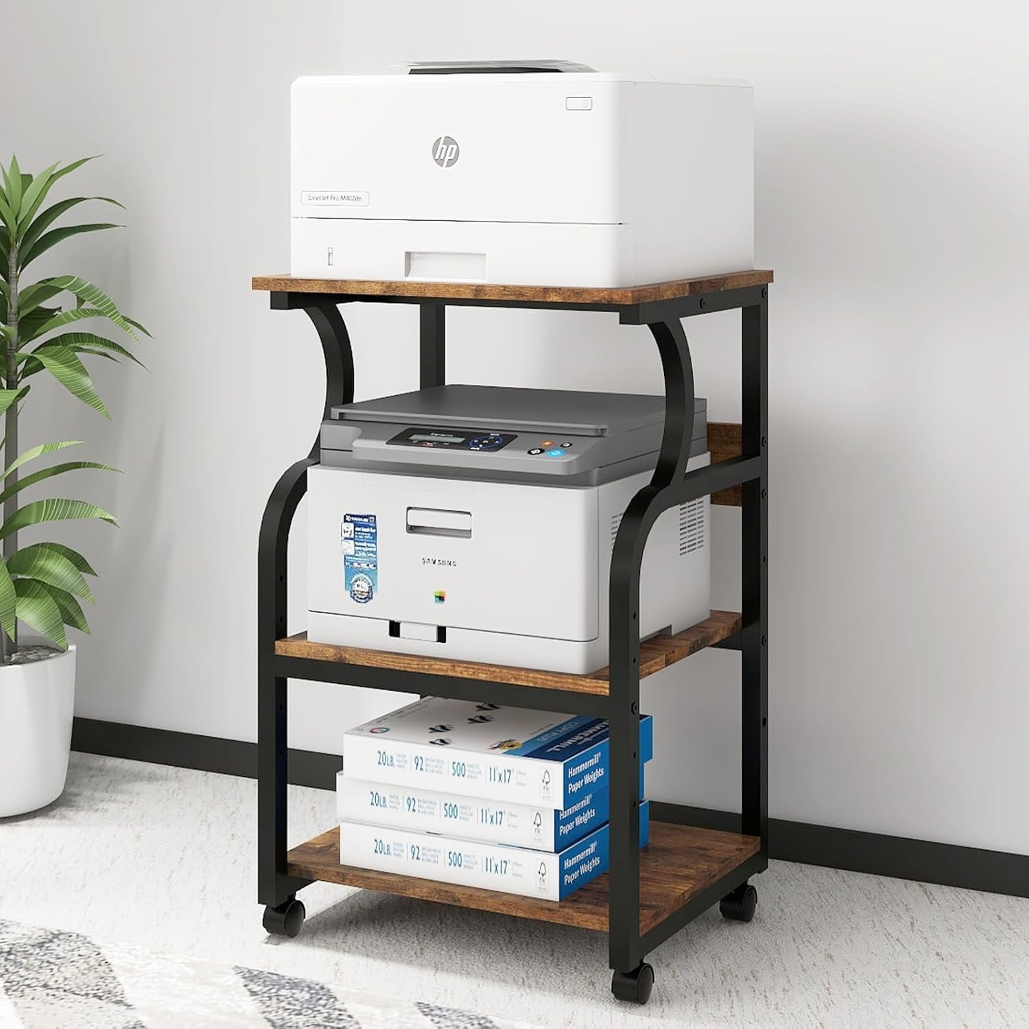 3 Tier Printer Stand,Printer Table with Adjustable Storage Shelf ...