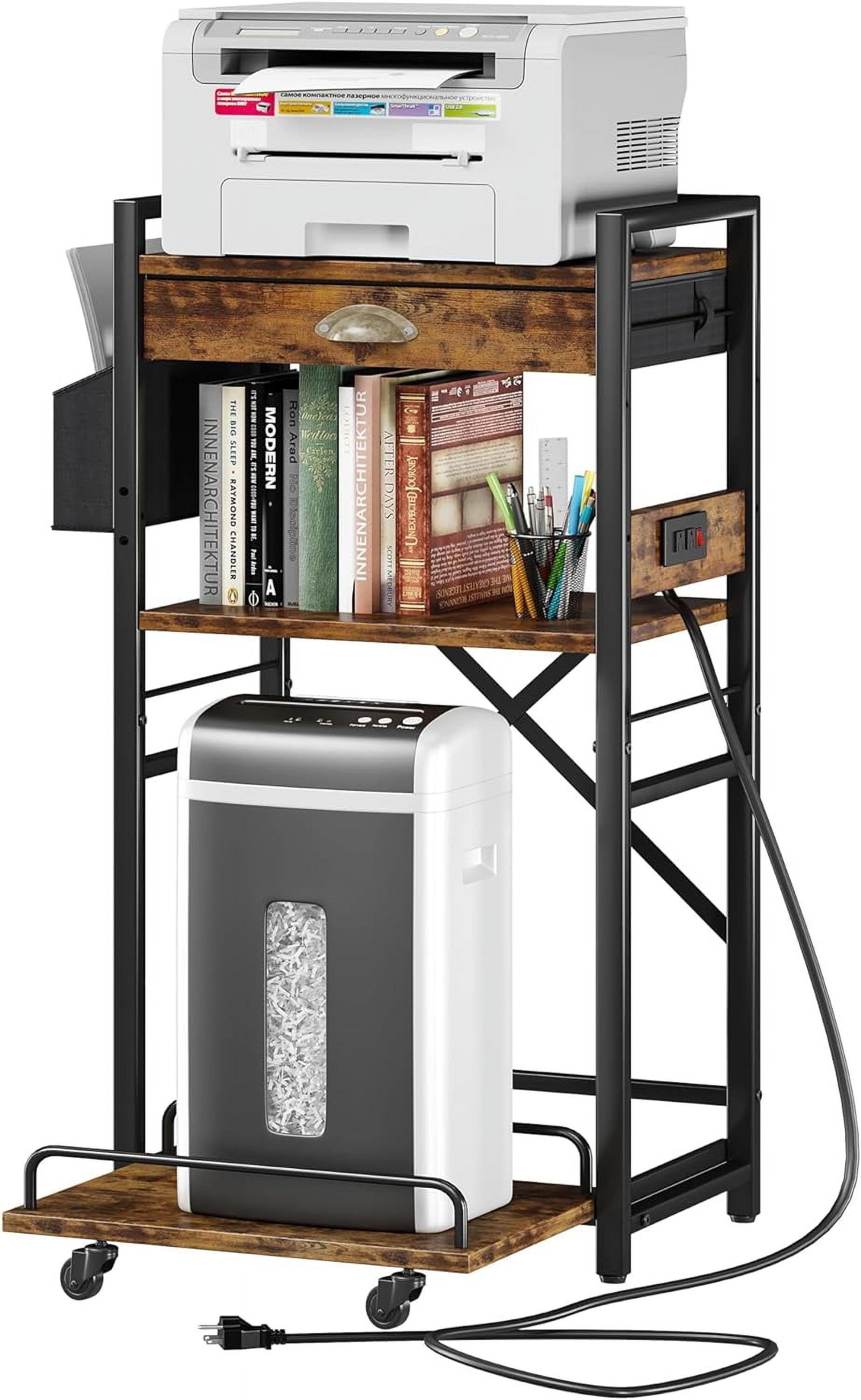 3-Tier Printer Stand with Storage Drawer,Large Tall Printer Table with ...