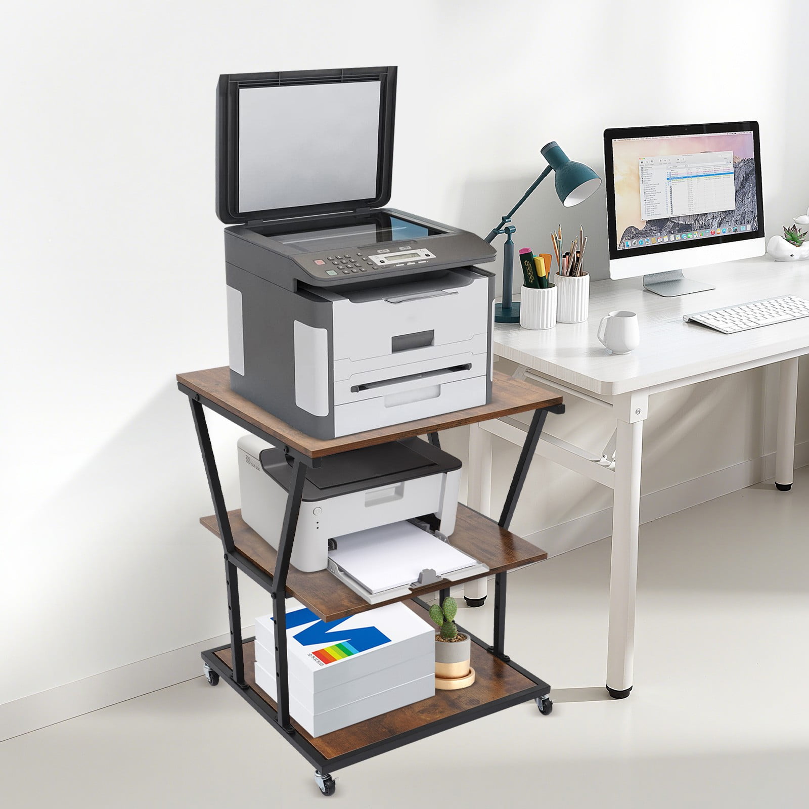 3-Tier Printer Stand for Home/Office, Printer Storage Cart, Printer ...