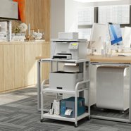 Gymax 2-Tier Storage Rack Rolling Under Desk Printer Cart Machine Stand ...