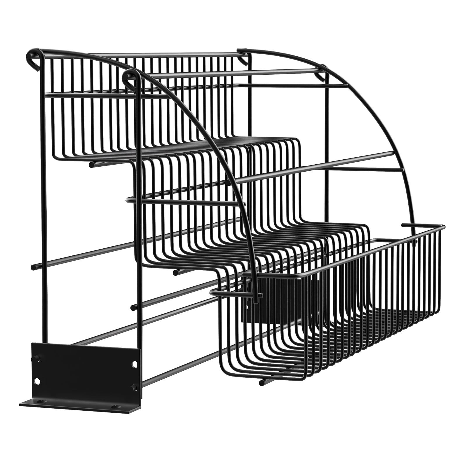 3-Tier Pull Down Cabinet Organizer Vertical Metal Cabinet-mounted Spice ...