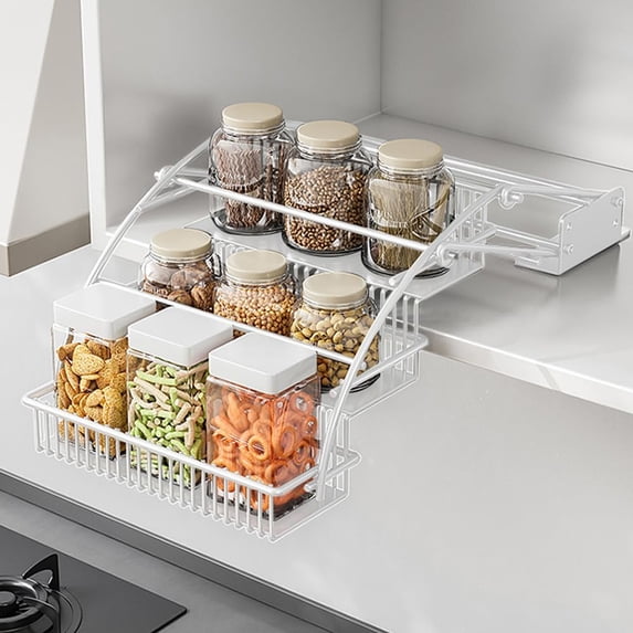 3-Tier Pull Down Spice Rack Organizer for Inside Cabinet Expandable ...