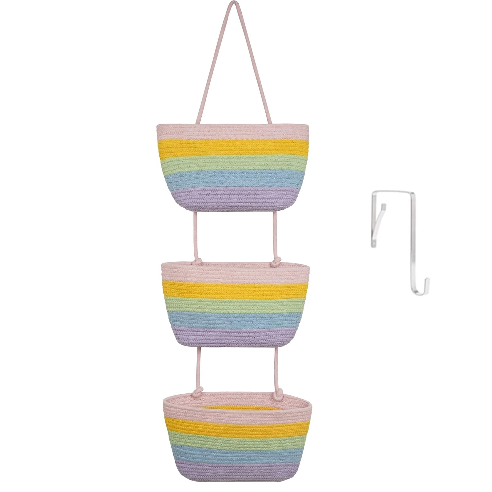 3-Tier Rainbow Woven Over The Door Hanging Storage Baskets - Walmart.com