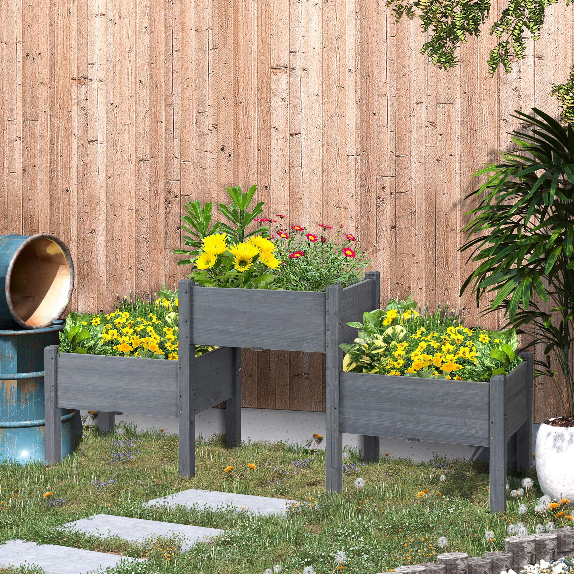 3 Tier Raised Garden Bed Freestanding Planter Box for Vegetables, Herb ...