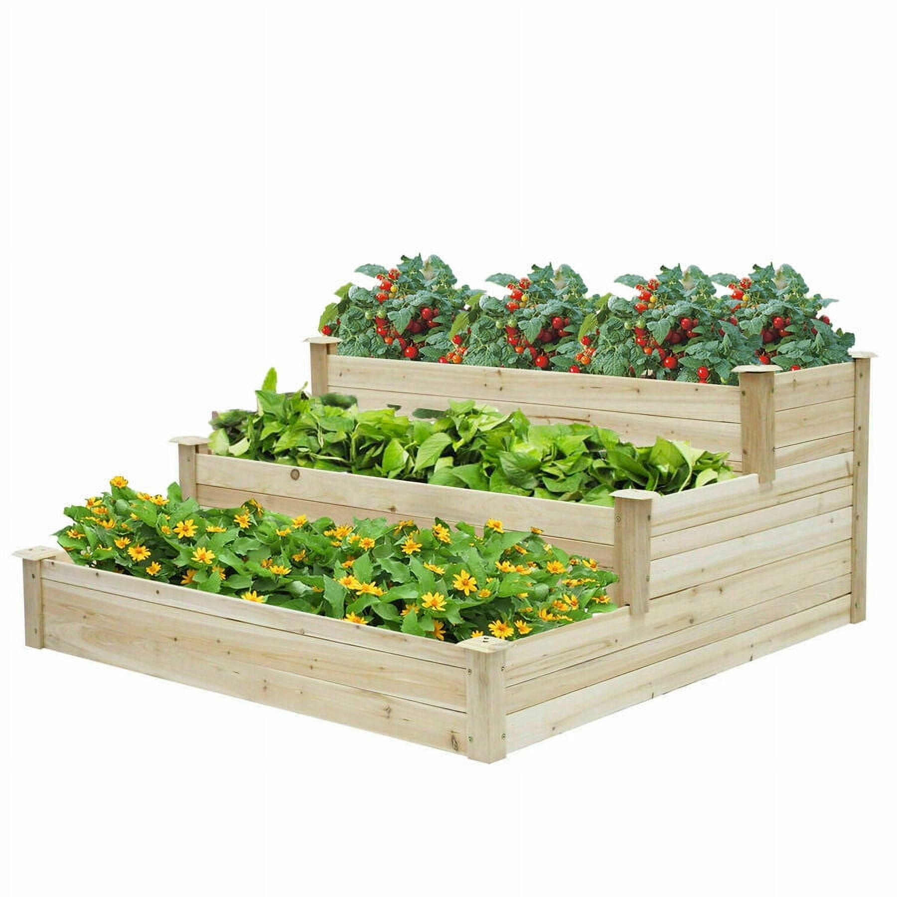 3-Tier Raised Garden Bed Planter Elevated Box Kit Vegetable Flower Yard ...