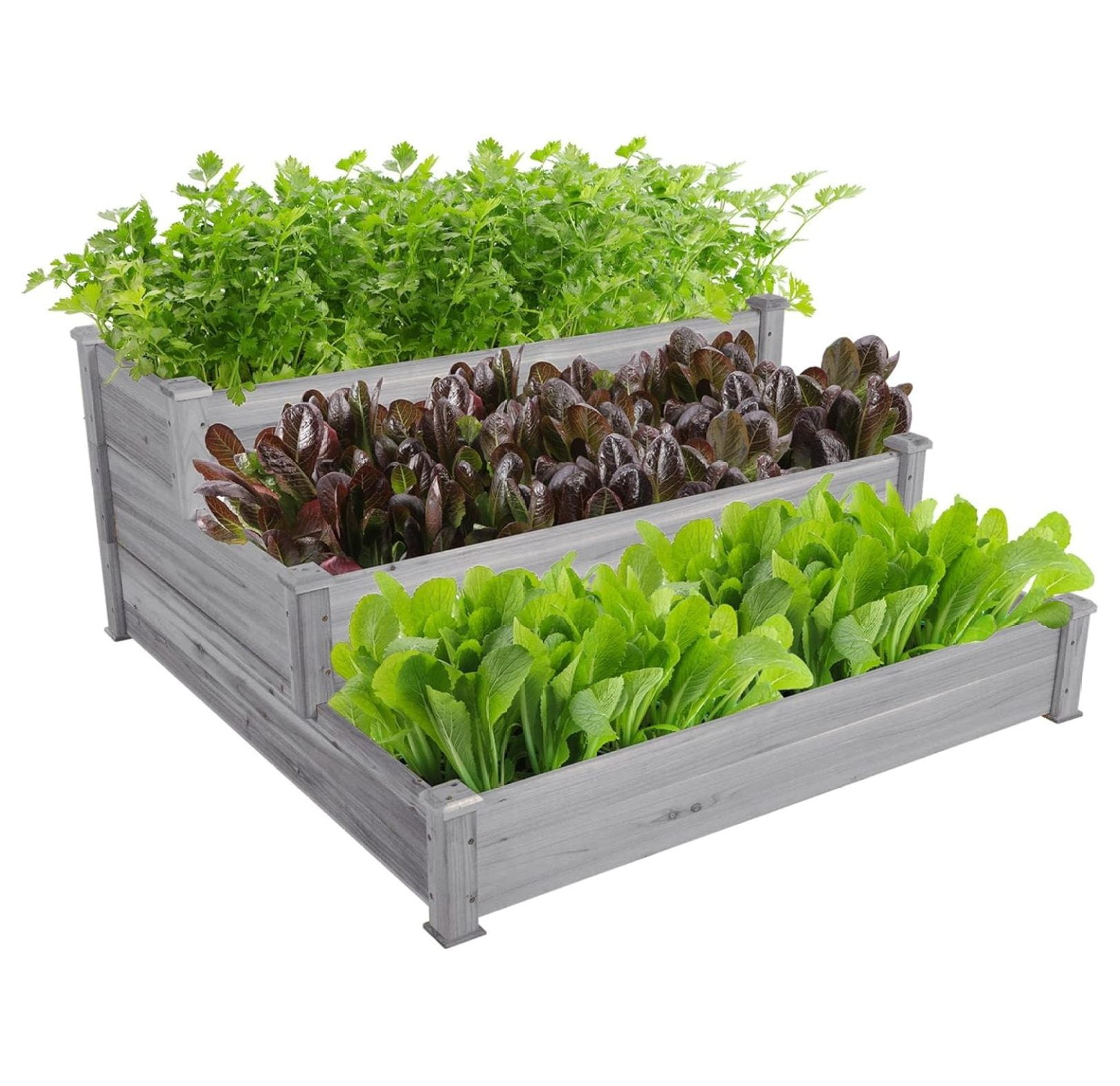 3 Tier Raised Garden Bed Wood Garden Box Wooden Vegetables/Flower ...
