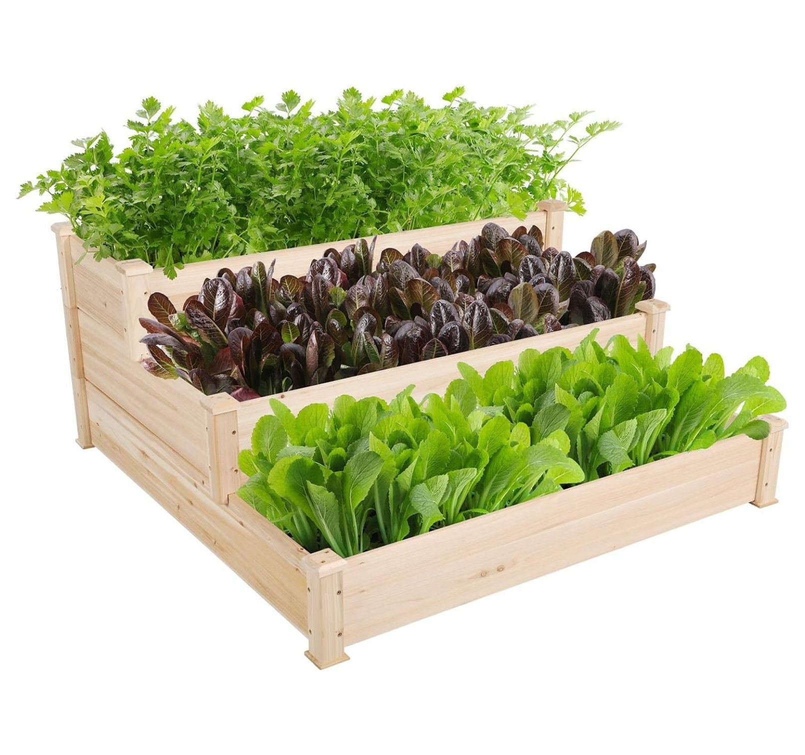 3 Tier Raised Garden Bed Wood Garden Box Wooden Vegetables/Flower ...
