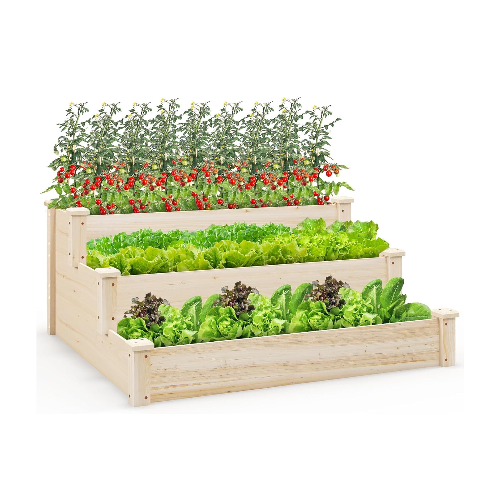 3 Tier Raised Garden Beds Outdoor Fir Wood Raised Garden Bed Planter