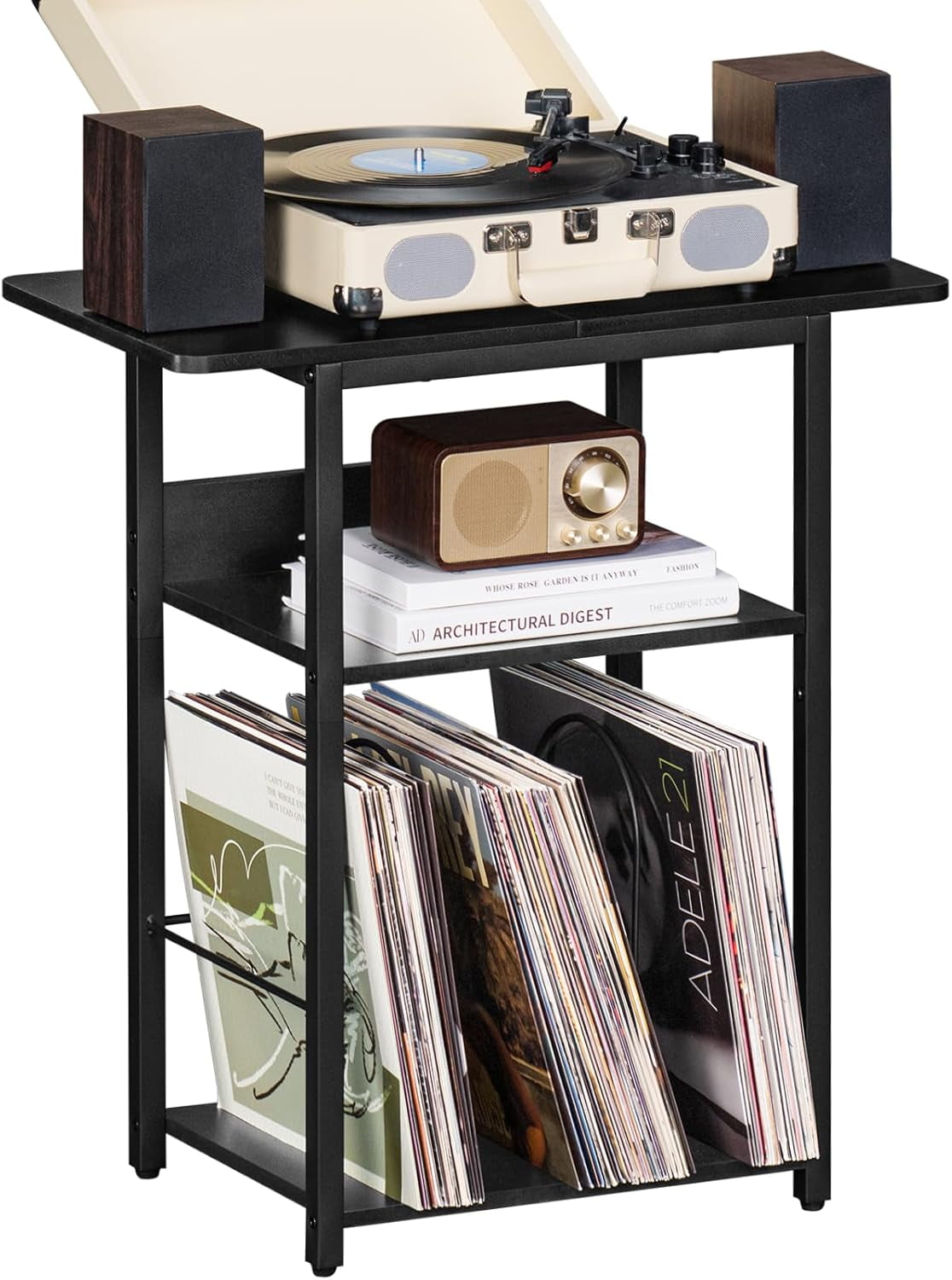 3 Tier Record Player Stand, Industrial Turntable Stand with Storage ...