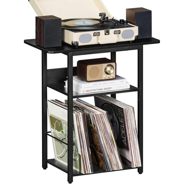 3 Tier Record Player Stand, Industrial Turntable Stand with Storage ...