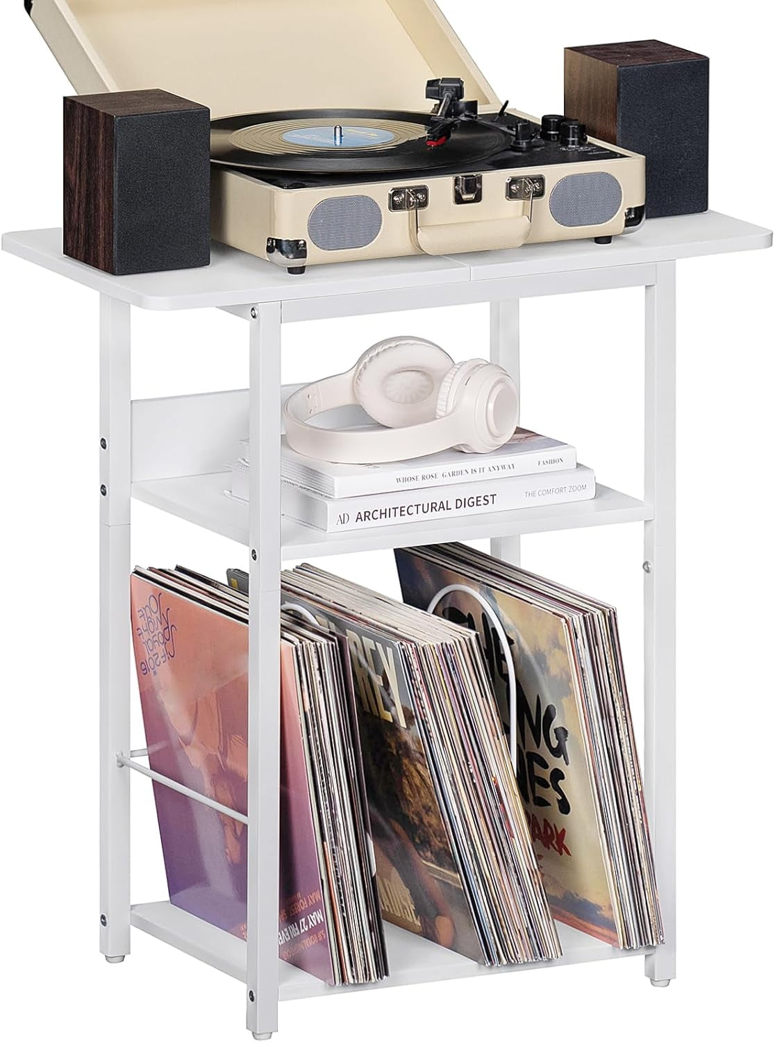 3 Tier Record Player Stand, Industrial Turntable With Storage Shelf for ...