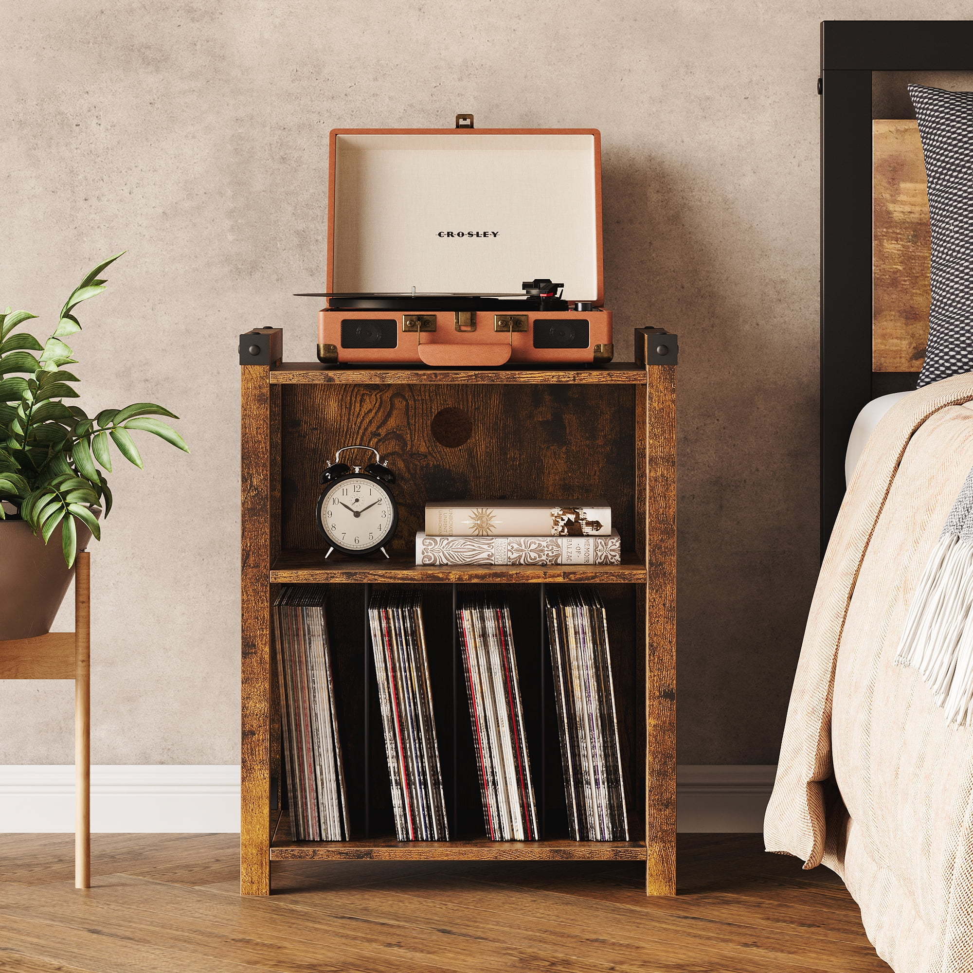 3-Tier Record Player Stand with Storage, Farmhouse Turntable Stand ...