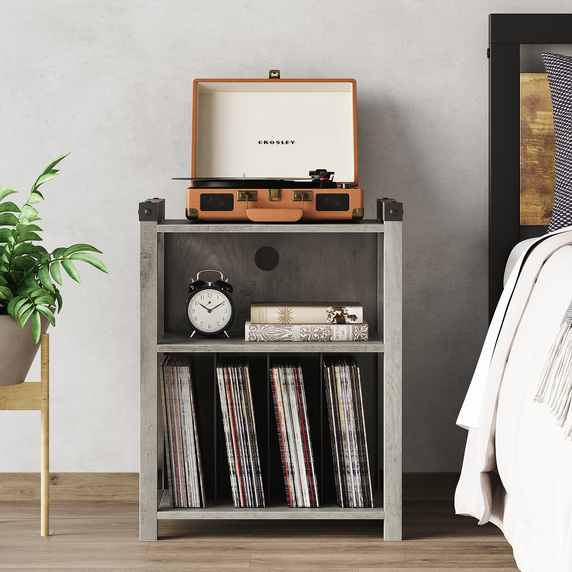 3-Tier Record Player Stand with Storage, Farmhouse Turntable Stand ...