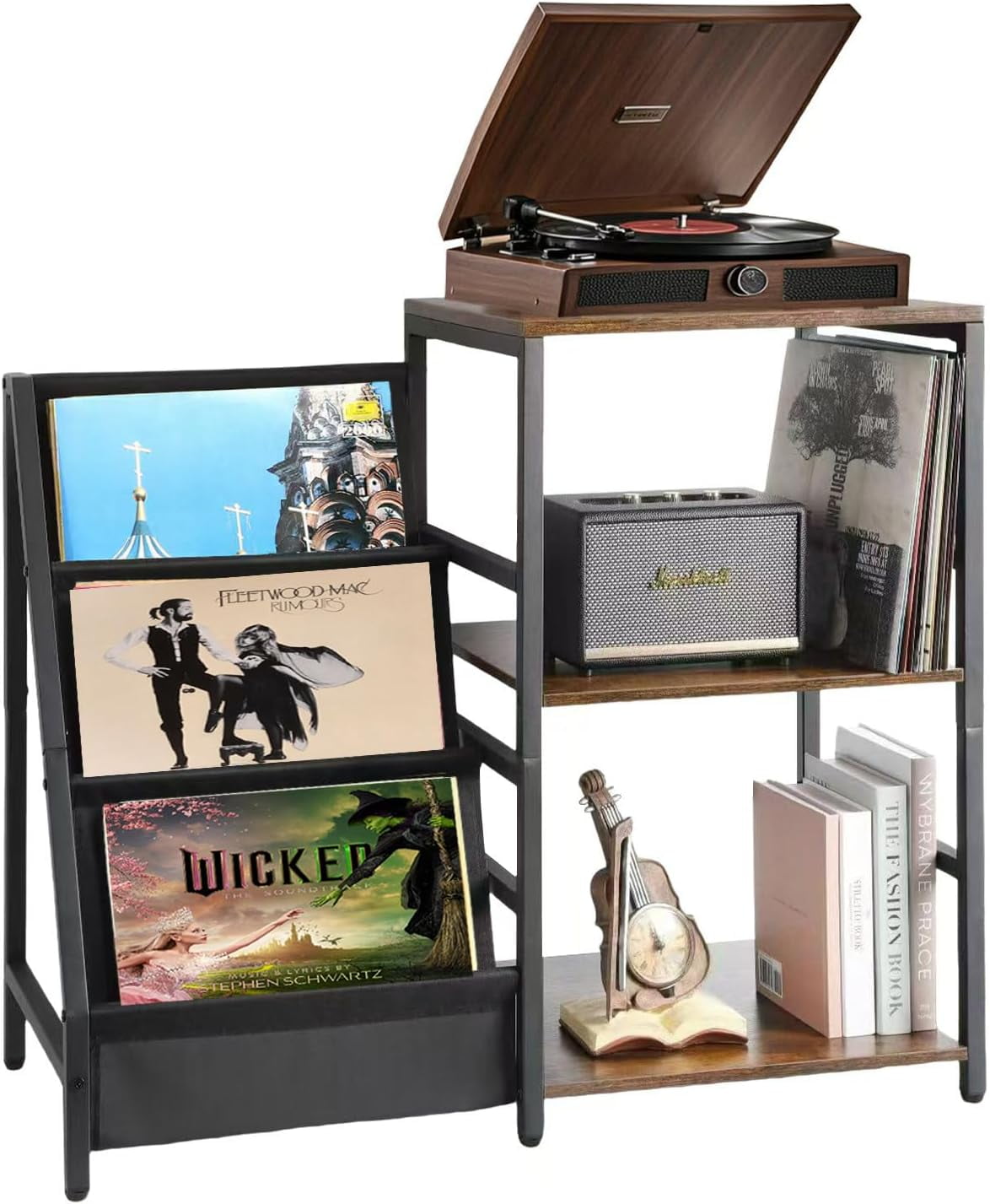 3-Tier Record Player Stand with Vinyl Storage | Mid-Century Modern ...