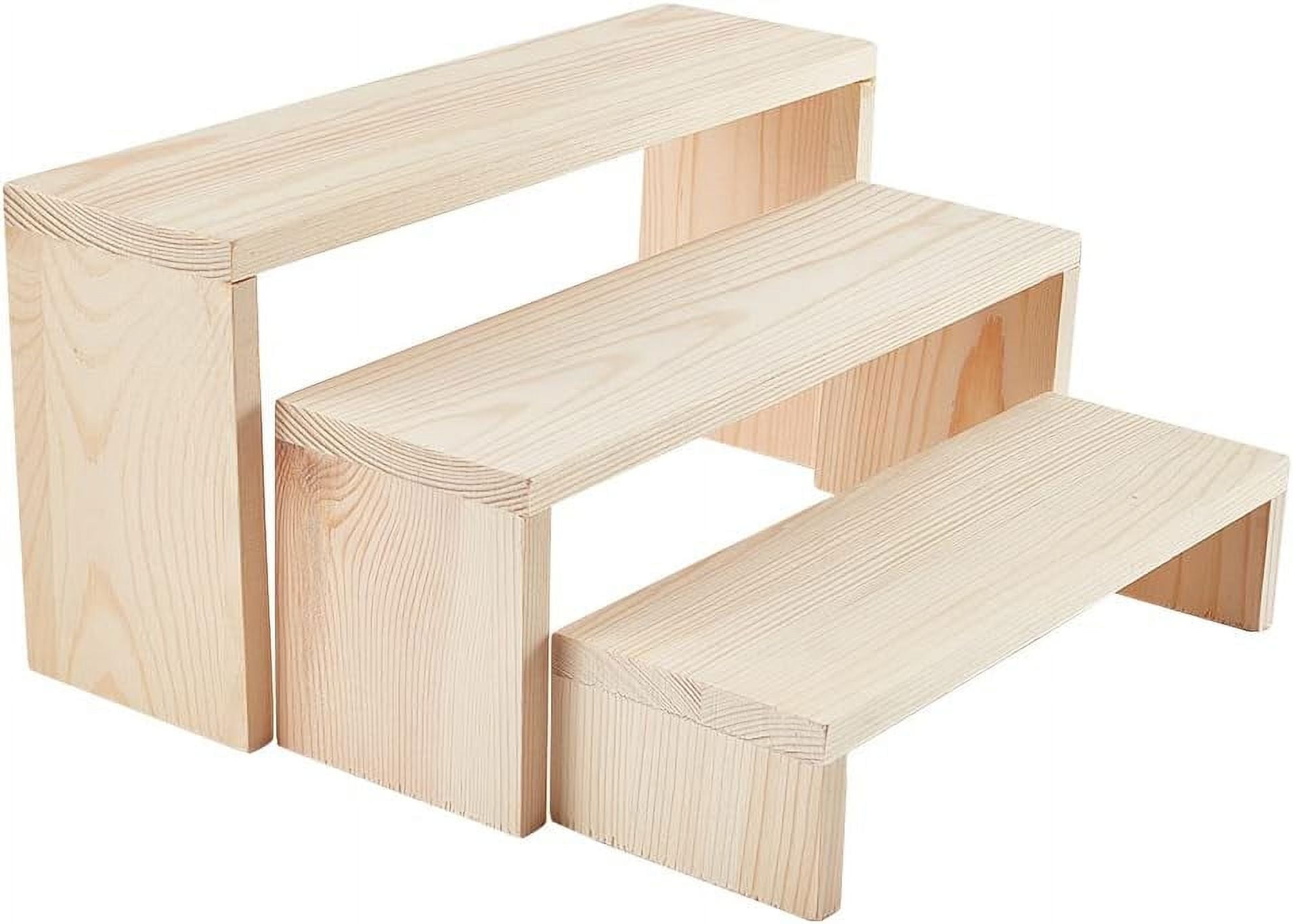 3-Tier Rectangle Wood Jewelry Display Risers 3 Sizes Unfinished Wood ...