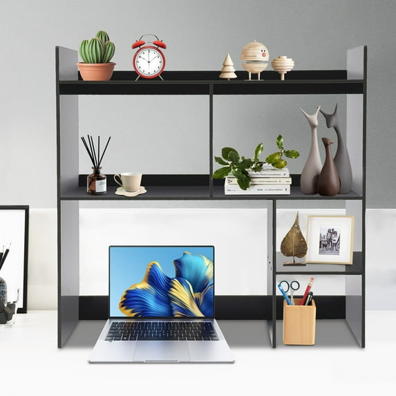 3-Tier Rectangular Desktop Bookshelf Assembly Desktop Display Rack for ...