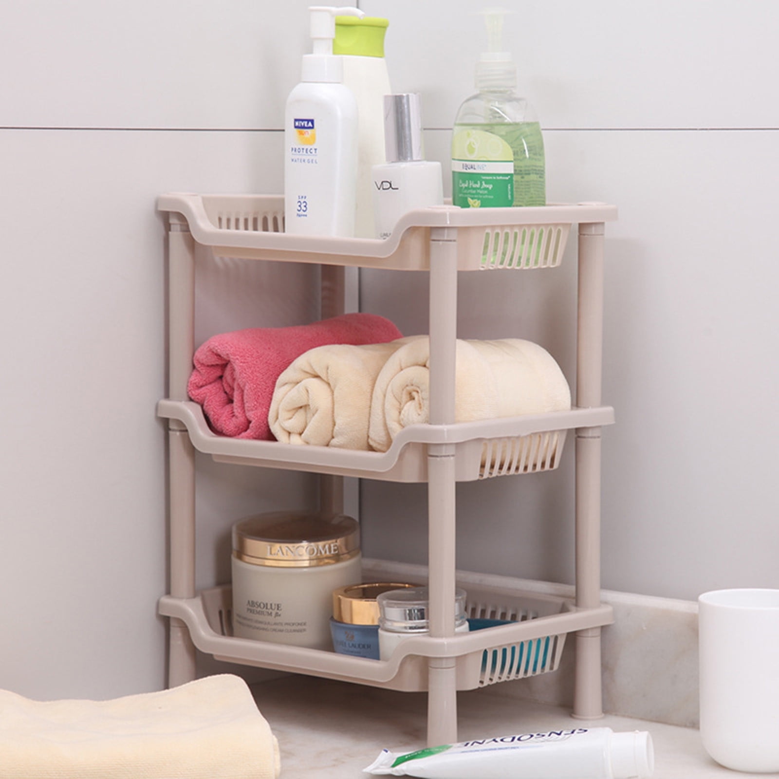 3 Tier Rectangular Storage Rack, Bathroom Plastic Storage Rack, Floor ...
