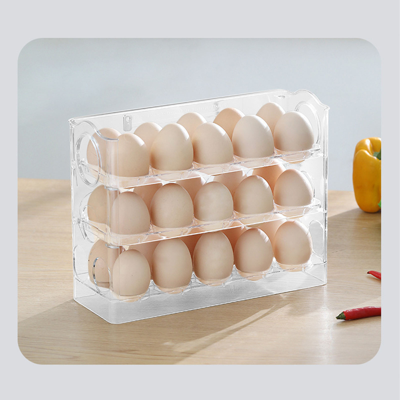 3-Tier Refrigerator Egg Organizer Flip for Easy Holds 30 Eggs Date ...