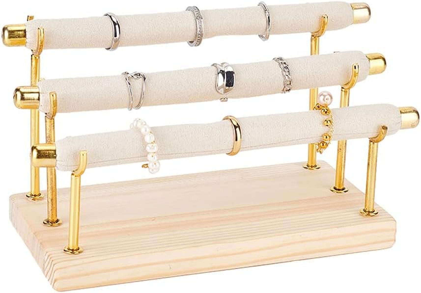 3-Tier Rings Display Holder Detachable Beige Velvet Finger Ring Display ...