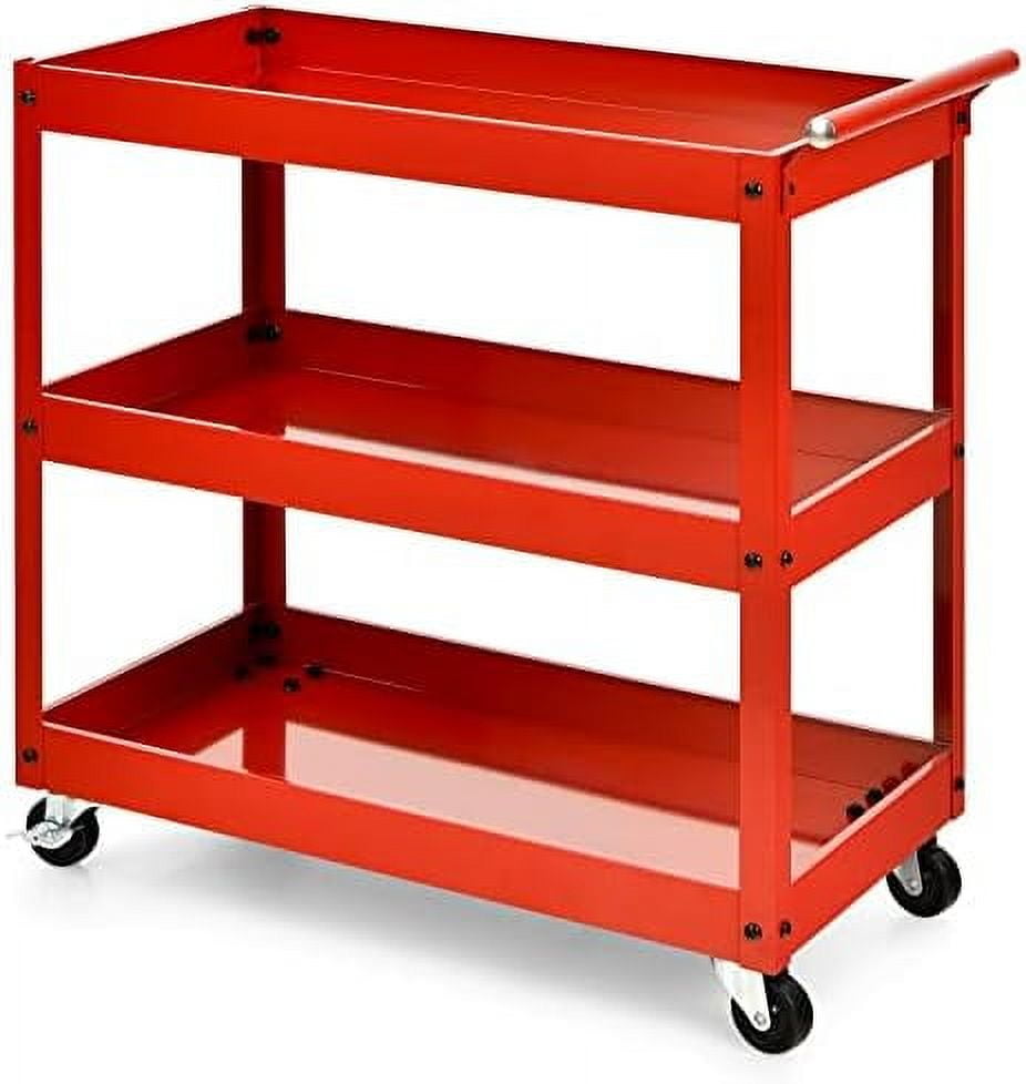 3-Tier Rolling Cart, 330 lbs Capacity Utility Cart with 4 Swivel Wheels ...
