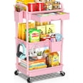 3 Tier Rolling Cart with Drawer, Bathroom Storage Organizer with 2 ...