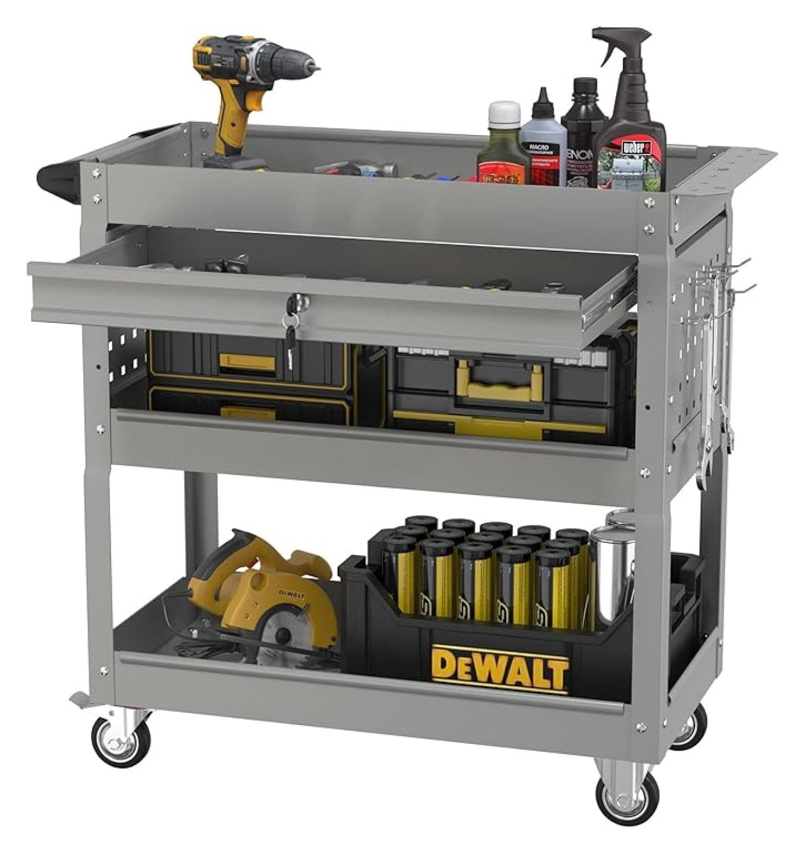 3 Tier Rolling Cart, Heavy Duty Utility Industrial Service Carts on ...