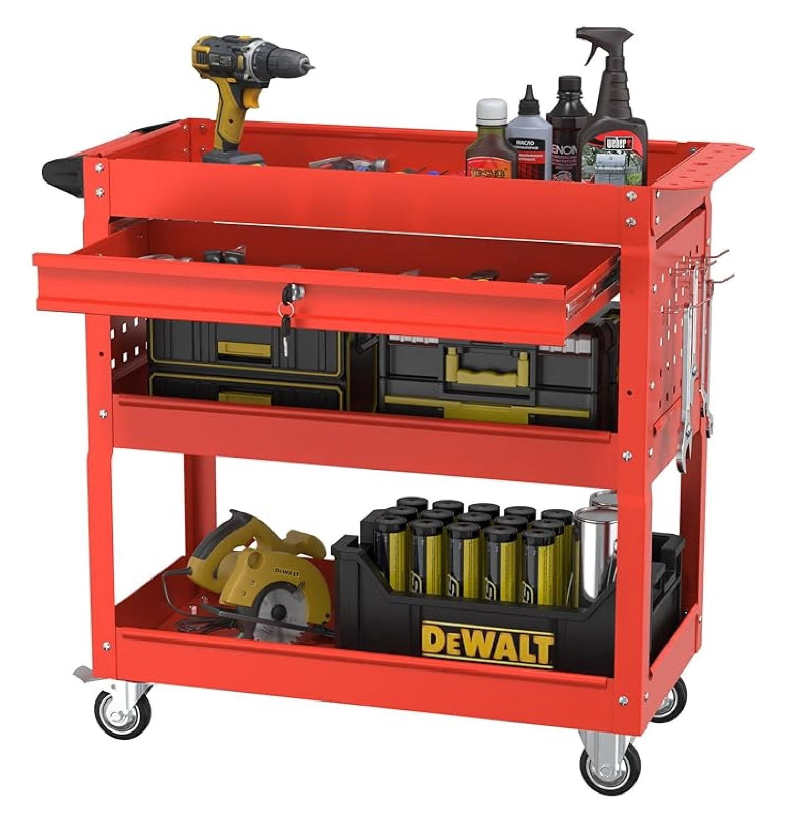 3 Tier Rolling Cart, Heavy Duty Utility Industrial Service Carts on ...