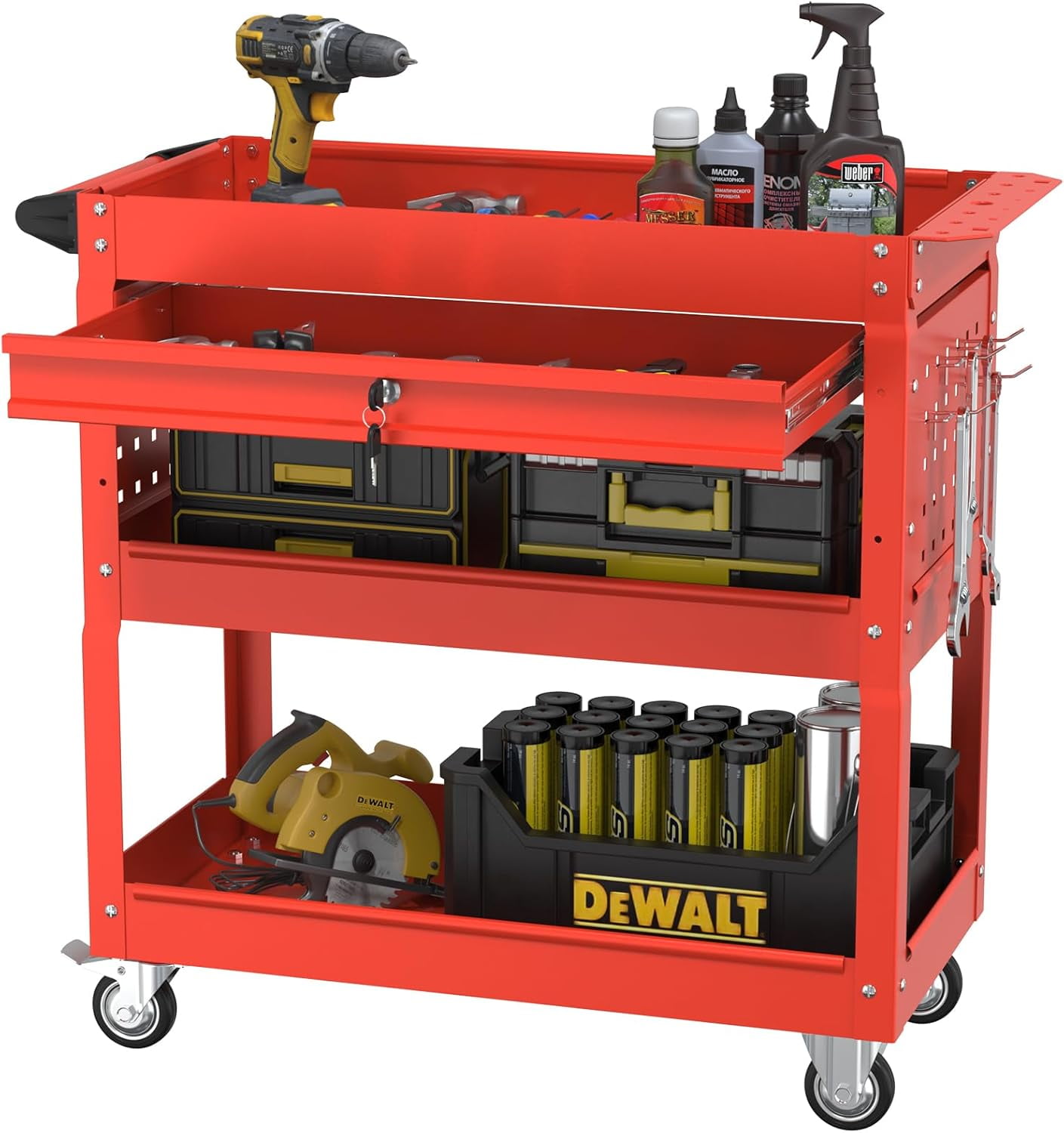 3 Tier Rolling Cart, Heavy Duty Utility Indrial Service Carts on Wheels ...